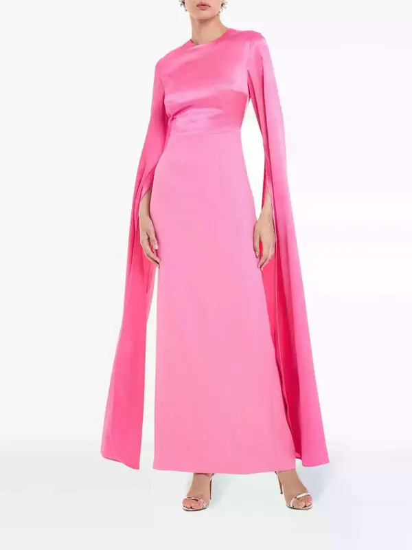 Solace London Adley Maxi Dress With Cape Sleeves - Pink