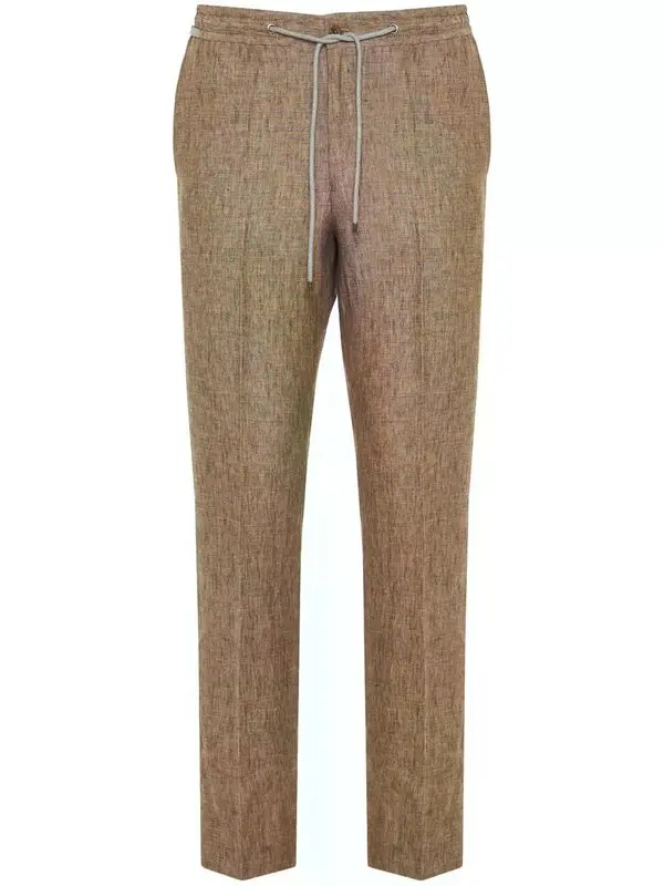 Corneliani Drawstring Linen Trousers - Brown