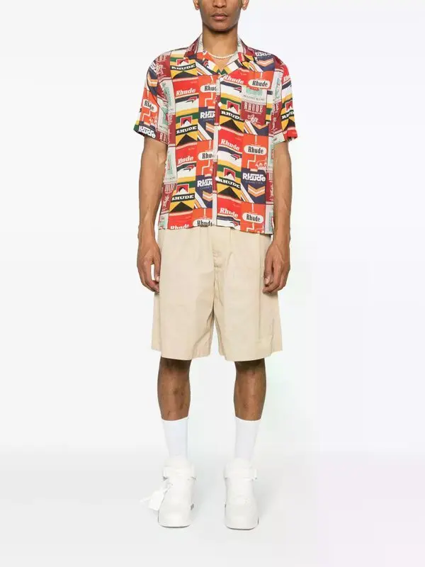 Rhude Cigarette-print Silk Shirt - Red