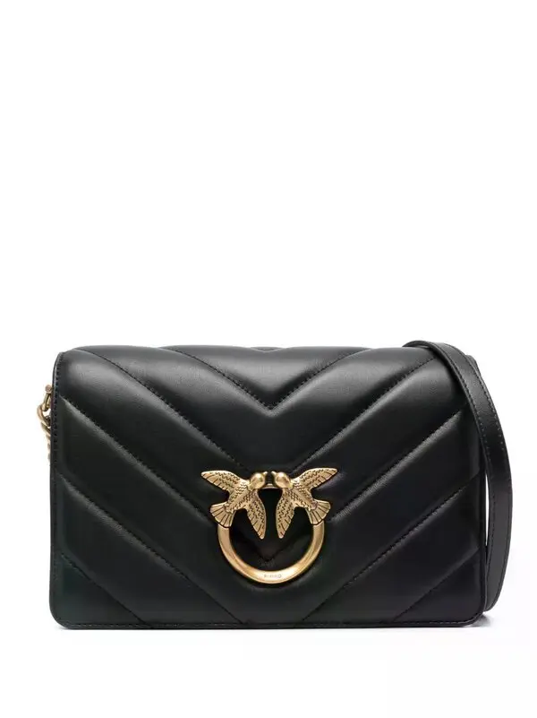 Pinko Love Quilted Leather Shoulder Bag - Black