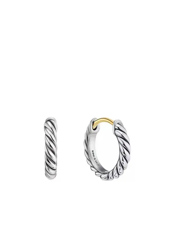 David Yurman Sterling Sculpted Cable Micro Huggie Hoop Earrings - Silver