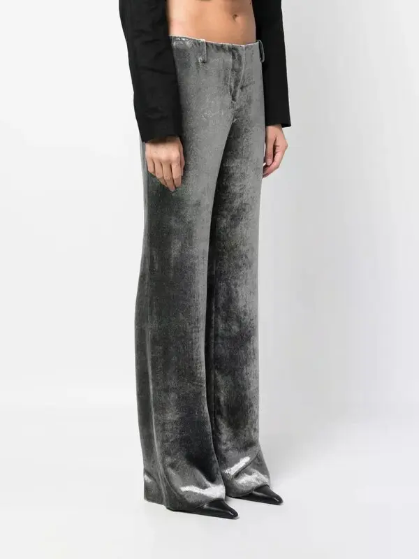 Alberta Ferretti Crushed Velvet Wide-leg Trousers