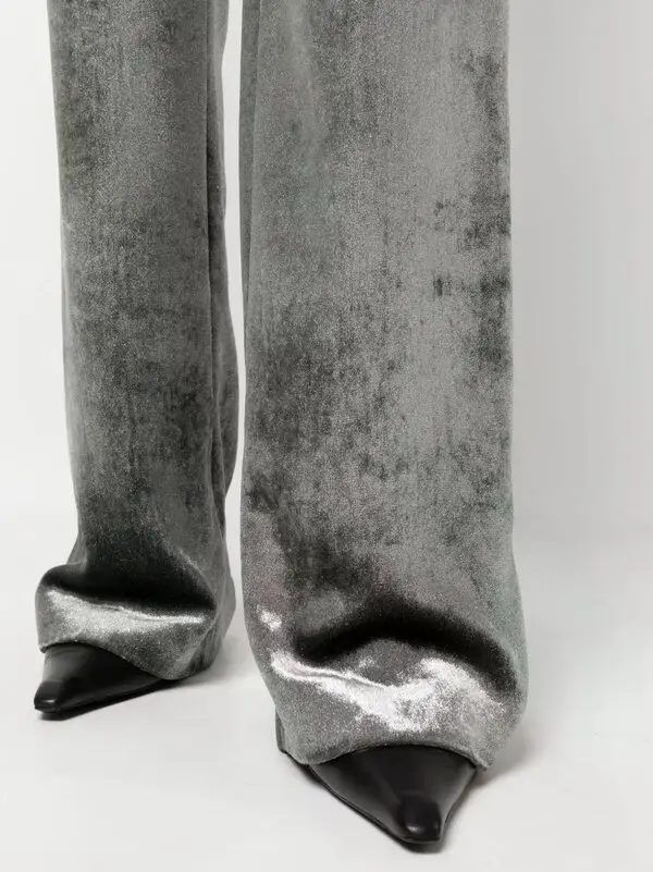 Alberta Ferretti Crushed Velvet Wide-leg Trousers