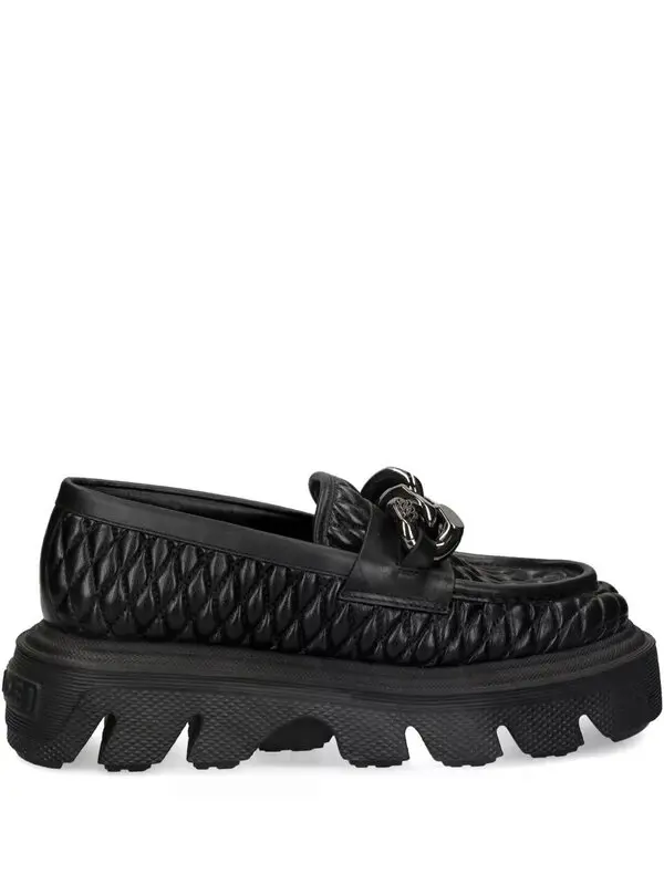 Casadei Quilted Loafers With Chain Detail