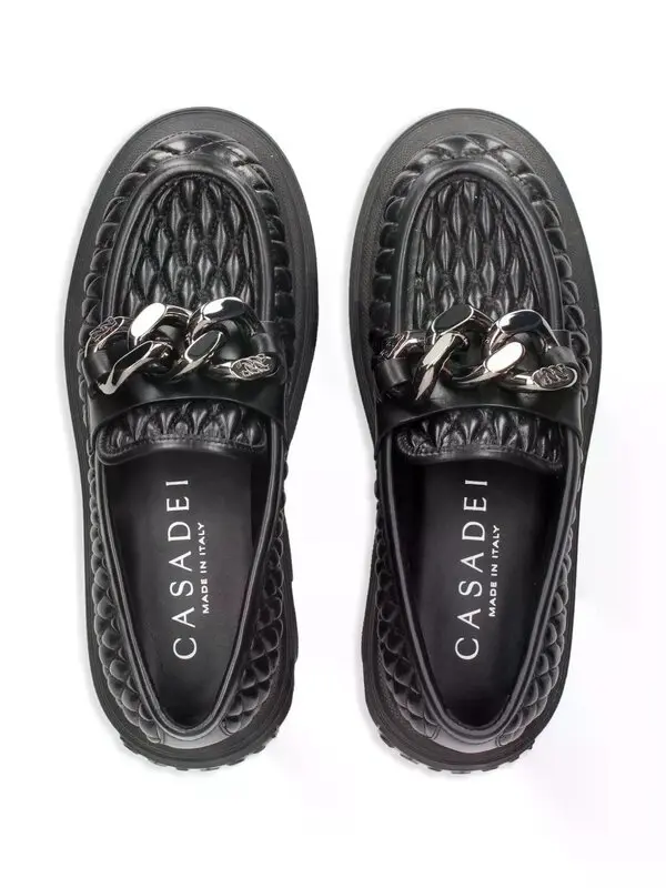 Casadei Quilted Loafers With Chain Detail