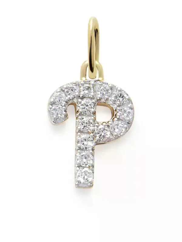 Monica Vinader 14kt Yellow Gold Diamond Letter Pendant - Silver