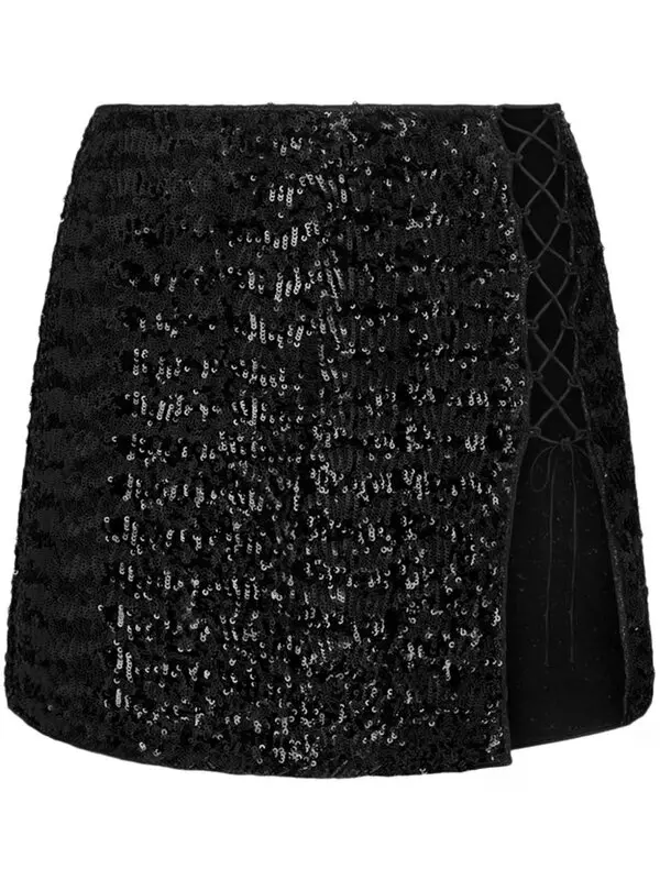 Oseree Paillette-embellished Miniskirt - Black