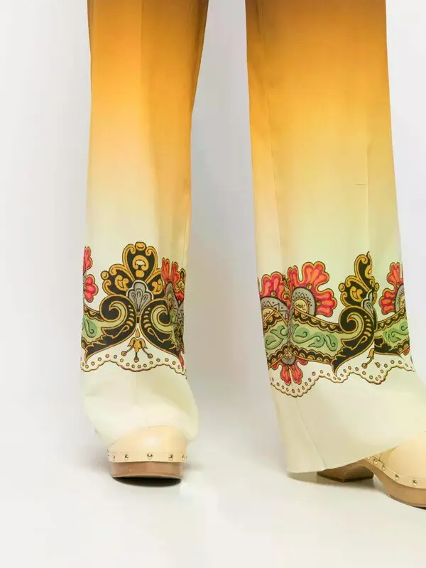 Etro Graphic Print Silk Trousers - Black