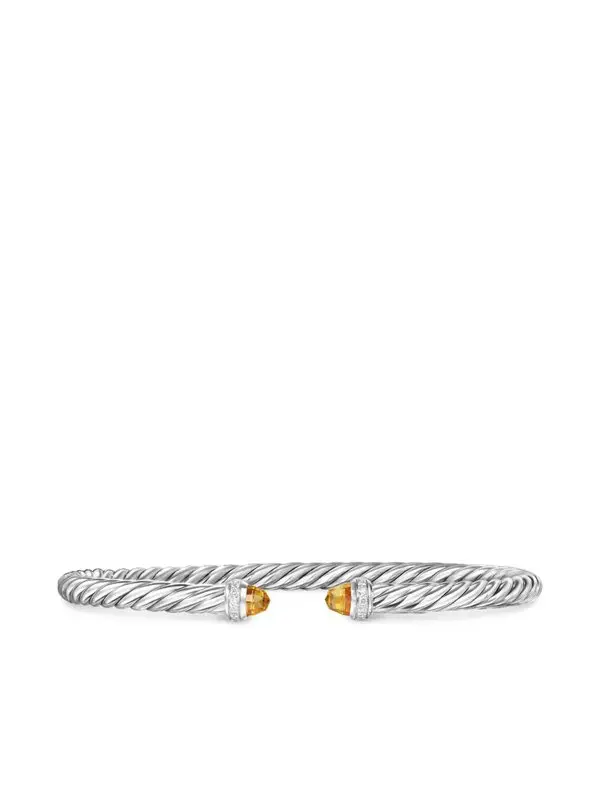 David Yurman Sterling Cablespira Citrine And Diamond Bracelet - Silver