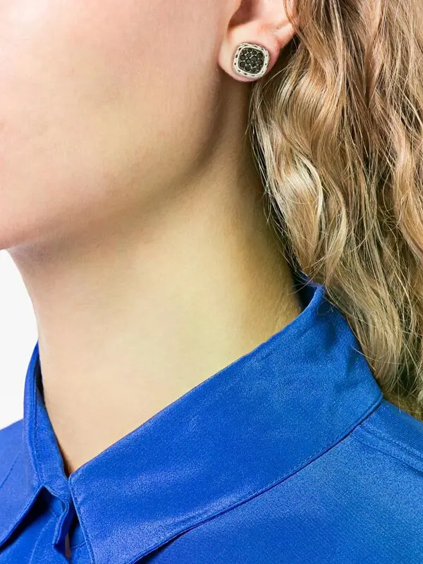 John Hardy Carved Chain Sapphire Stud Earrings