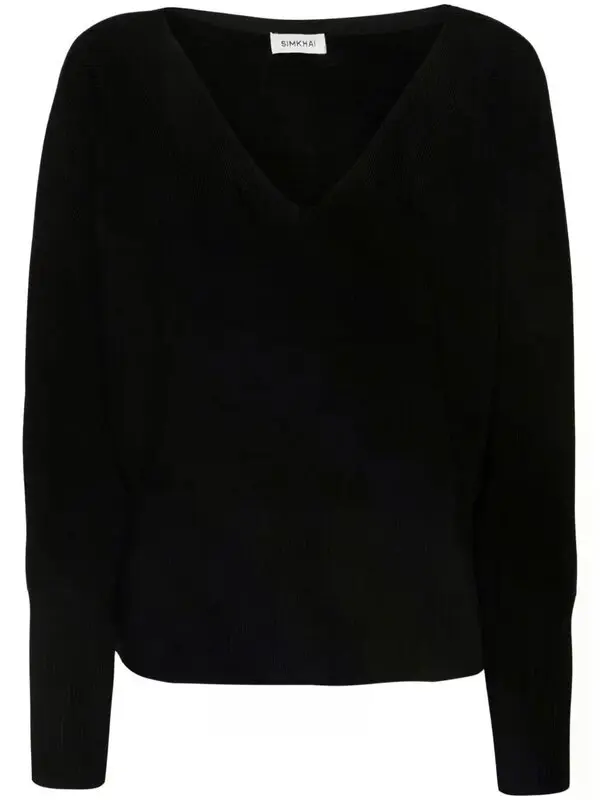 Simkhai Montana V-neck Fine Ribbed Sweater