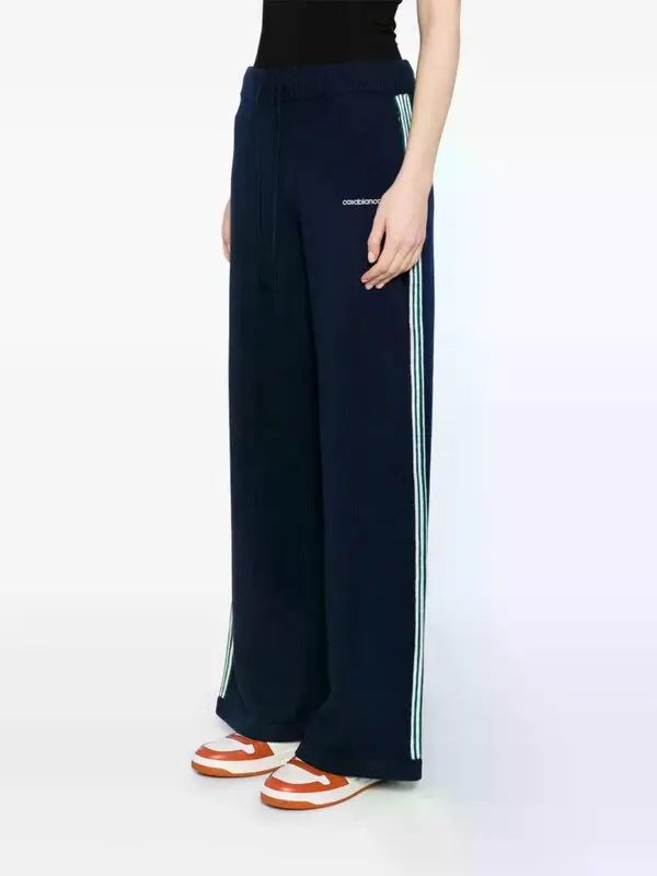 Casablanca Wide Leg Tennis Pants With Striped Detail - Blue