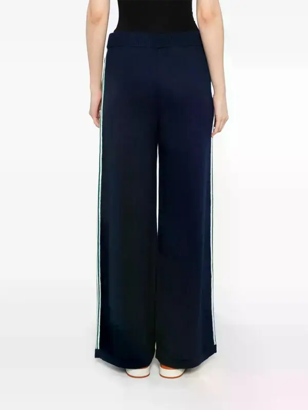 Casablanca Wide Leg Tennis Pants With Striped Detail - Blue