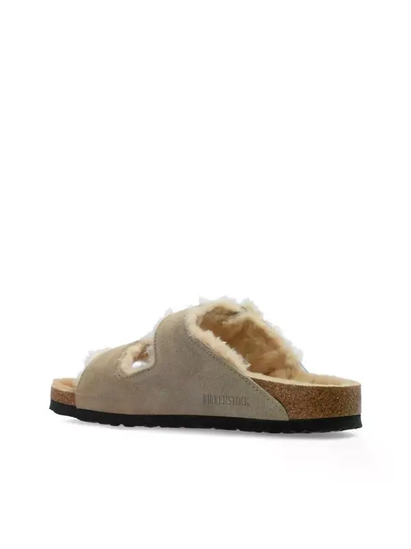 BIRKENSTOCK Arizona Shearling Lined Suede Sandals - Neutrals