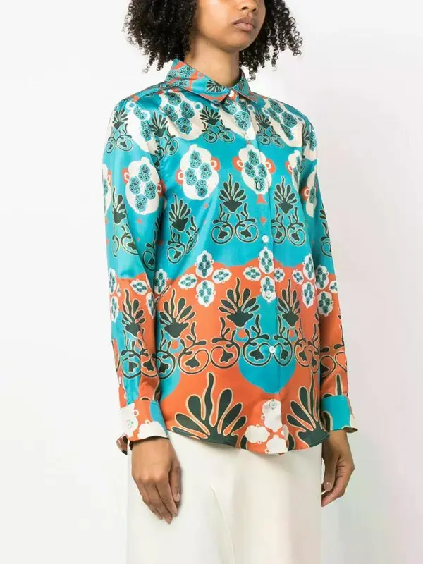 PAULA Patterned-jacquard Silk Shirt