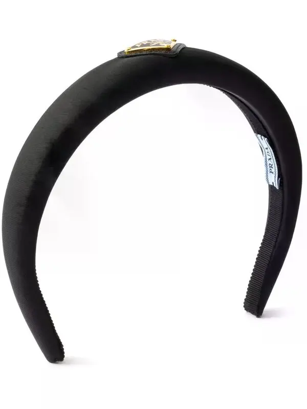 Prada Re-nylon Headband With Enamel Triangle Logo - Black
