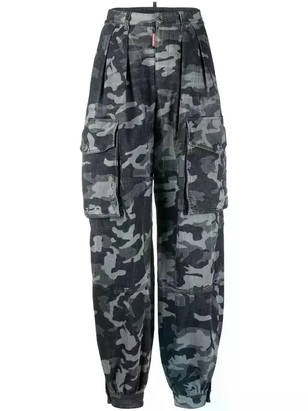 Dsquared2 Camouflage Print Cargo Trousers - Black