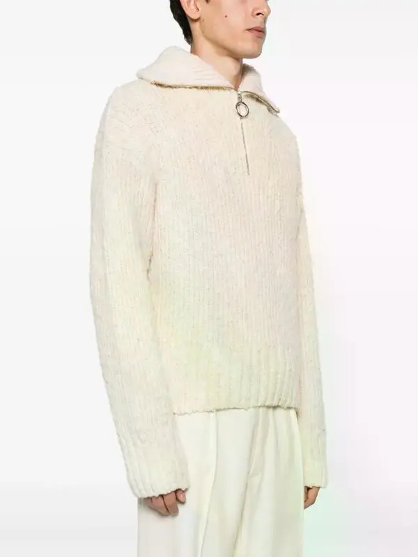 AMI Paris Brushed Merino Wool Blend Half-zip Jumper
