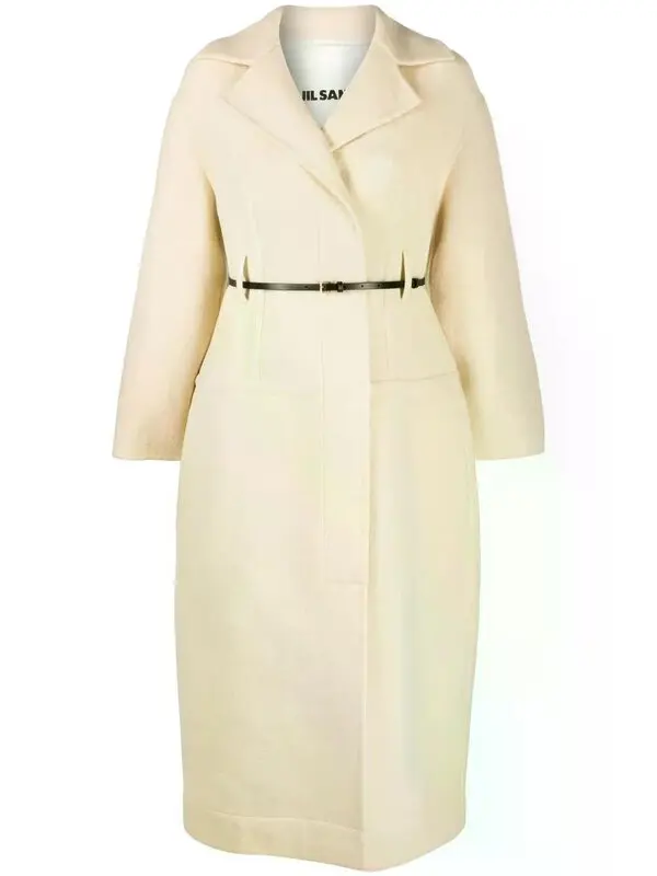 JIL SANDER Belted Virgin Wool Coat - Neutrals