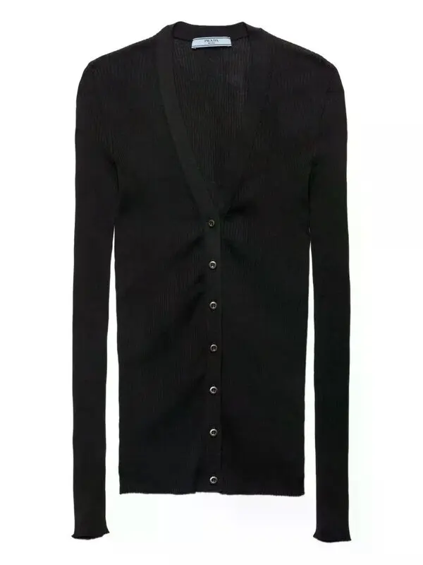 Prada Ribbed-knit Cardigan With V-neck