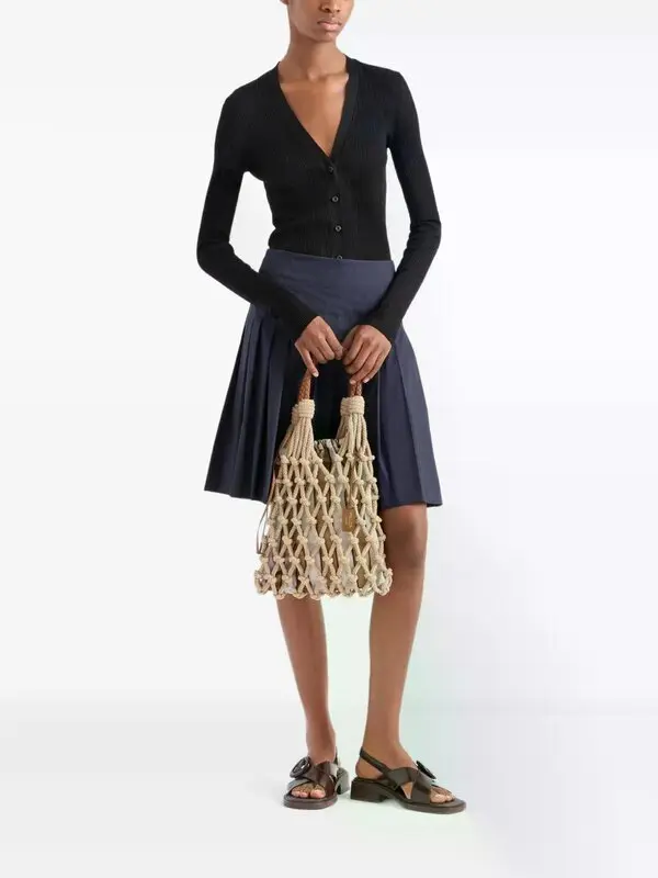 Prada Ribbed-knit Cardigan With V-neck