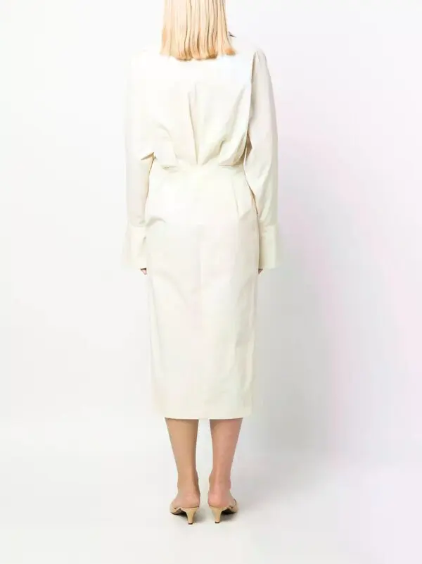 Bally Silk Dress With Peak Lapels And Flute Sleeves