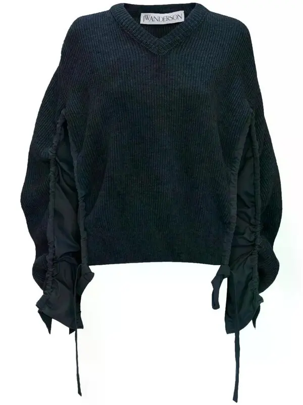 JW Anderson Ruched-detail Wool-blend Jumper