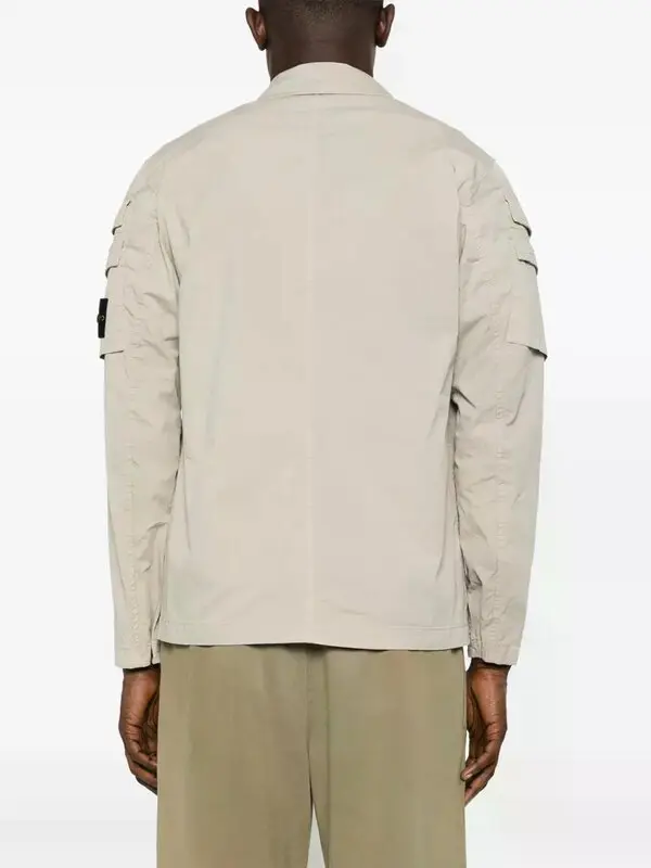 Stone Island Compass-patch Zip-up Shirt Jacket