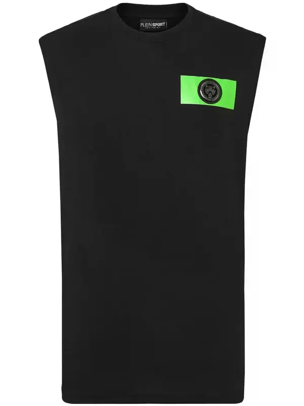 PLEIN SPORT Logo-plaque Cotton Tank Top - Black