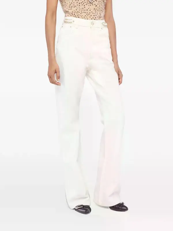 Rabanne Paillette-embellished Flared Jeans - White