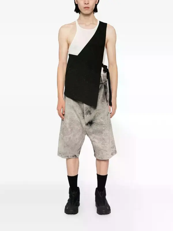 Boris Bidjan Saberi Acid Wash Denim Drop Crotch Shorts