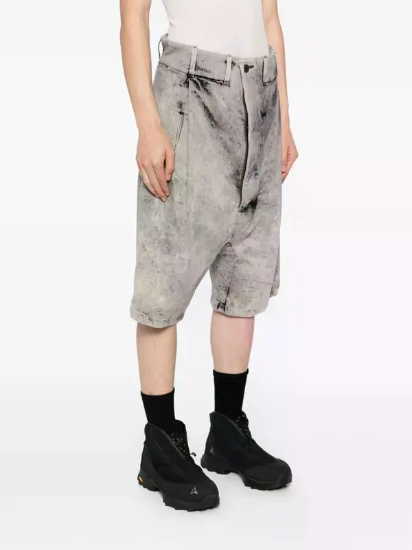 Boris Bidjan Saberi Acid Wash Denim Drop Crotch Shorts