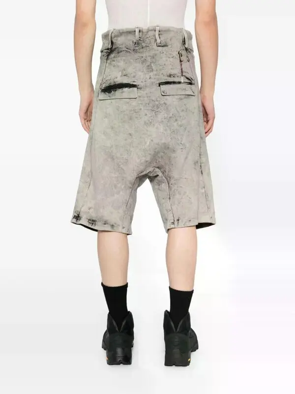 Boris Bidjan Saberi Acid Wash Denim Drop Crotch Shorts