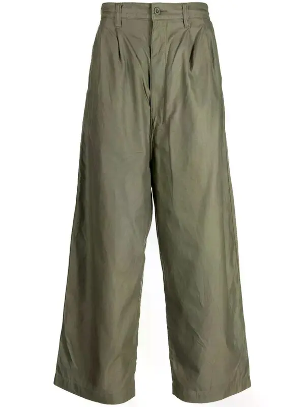 Comme Des Garçons Pleated Cropped Cotton Trousers