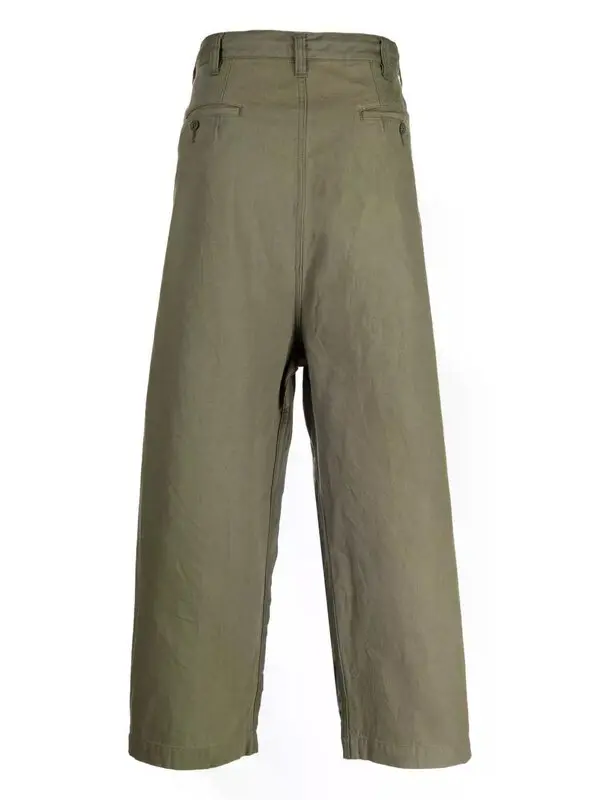 Comme Des Garçons Pleated Cropped Cotton Trousers