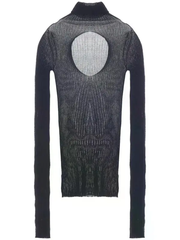 QUIRA High-neck Ribbed-knit Jumper With Cut-out Detailing - Black