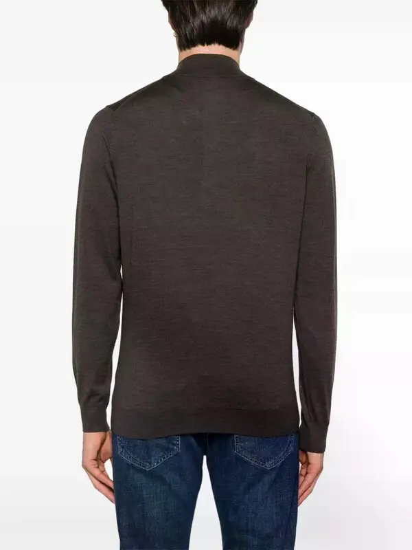 Corneliani Wool Zip Neck Sweater - Brown