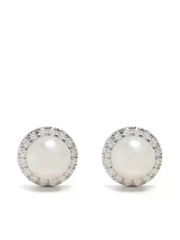 TASAKI 18kt White Gold Akoya Diamond Earrings - Silver