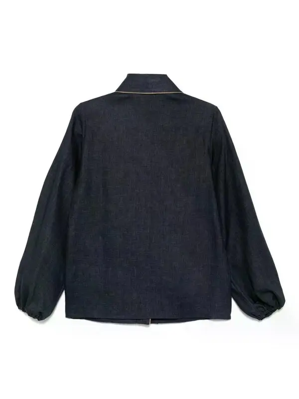Eleventy Linen Shirt With Button Fastening And Elasticated Cuffs - Blue