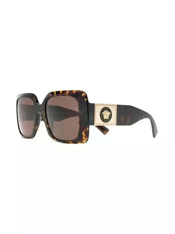 Versace Square-frame Tortoiseshell-effect Sunglasses - Brown