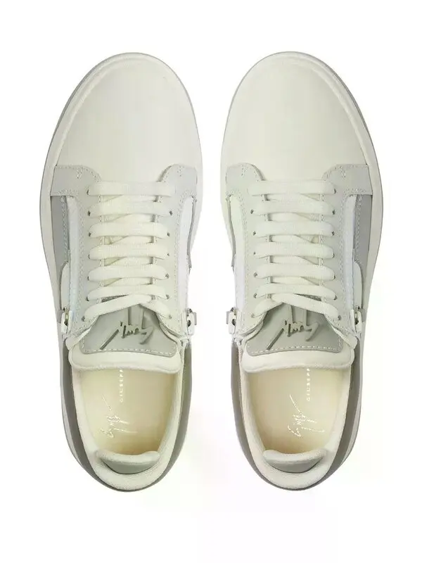 GIUSEPPE ZANOTTI Panelled Leather Sneakers - Grey