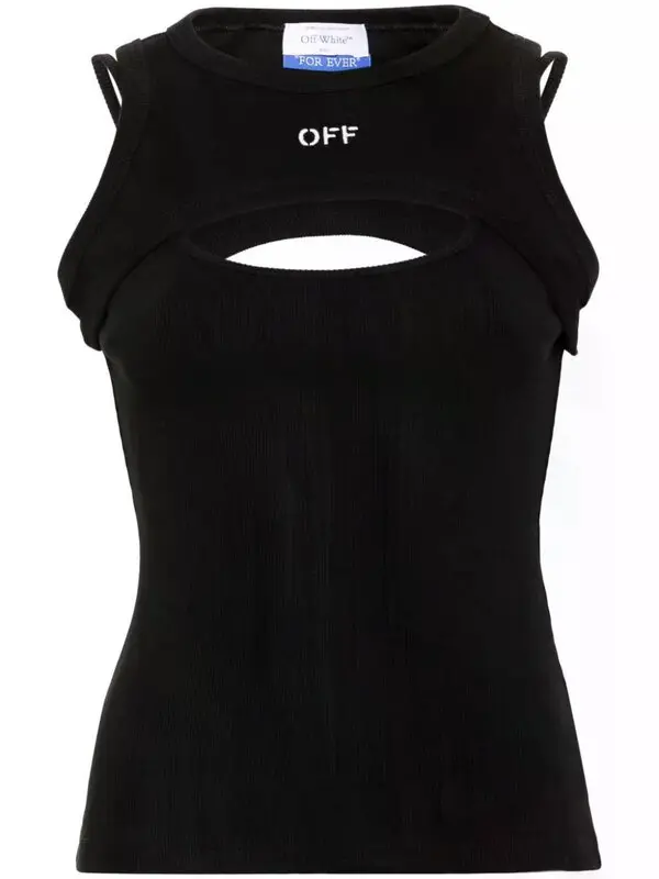 Off-White Logo-embroidered Tank Top - Black