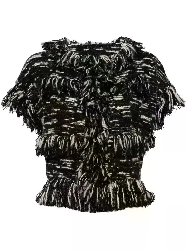 Sacai Fringed-edge Knitted Jacket