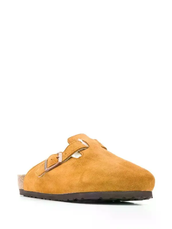 BIRKENSTOCK Shearling Lined Suede Slippers - Brown