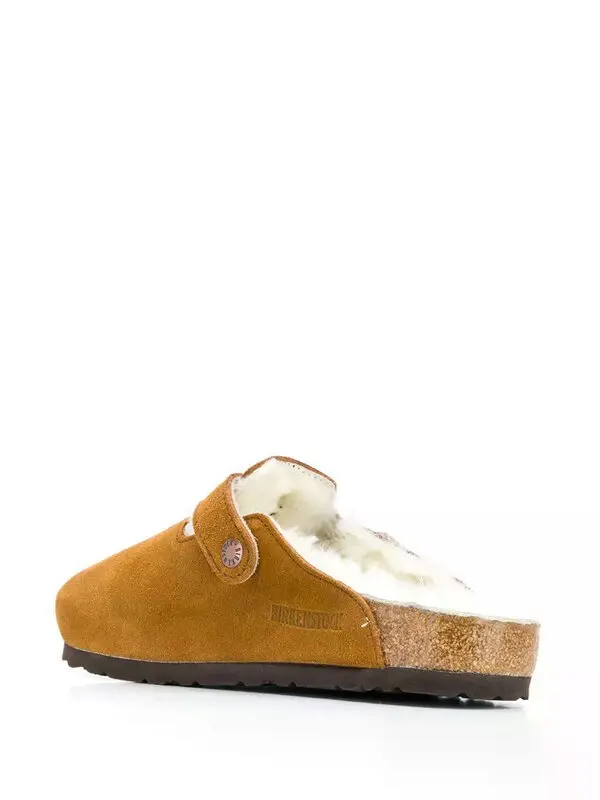 BIRKENSTOCK Shearling Lined Suede Slippers - Brown
