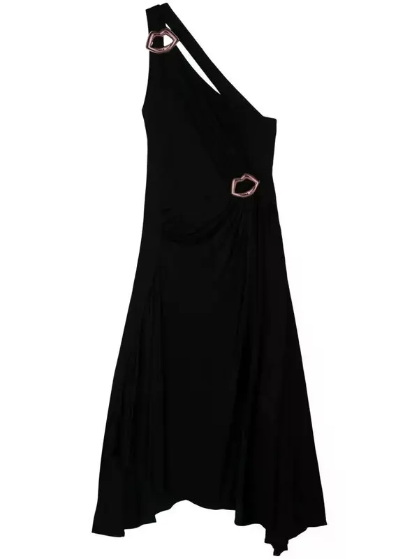Sonia Rykiel Paris Lips-motif Asymmetric Midi Dress - Black