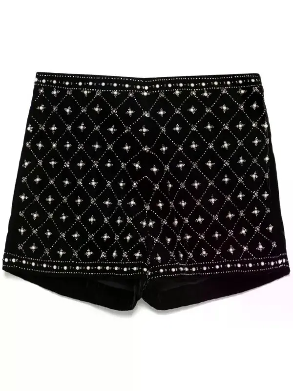 TWINSET Embellished Velvet Shorts - Black