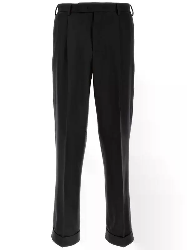 PT TORINO Virgin Wool Pleat Detail Trousers - Black
