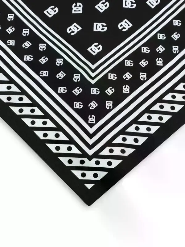 Dolce & Gabbana Dc Logo-print Silk Scarf - Black