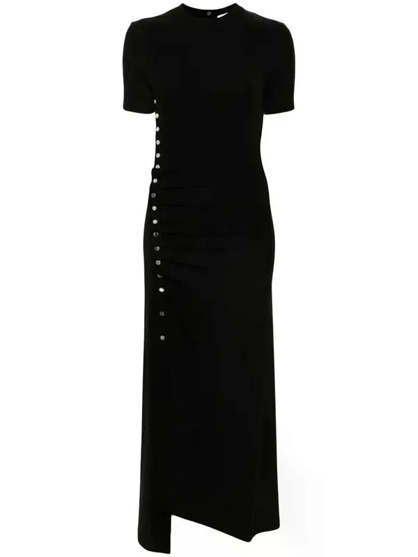 Rabanne Pleated Asymmetrical Hem Dress